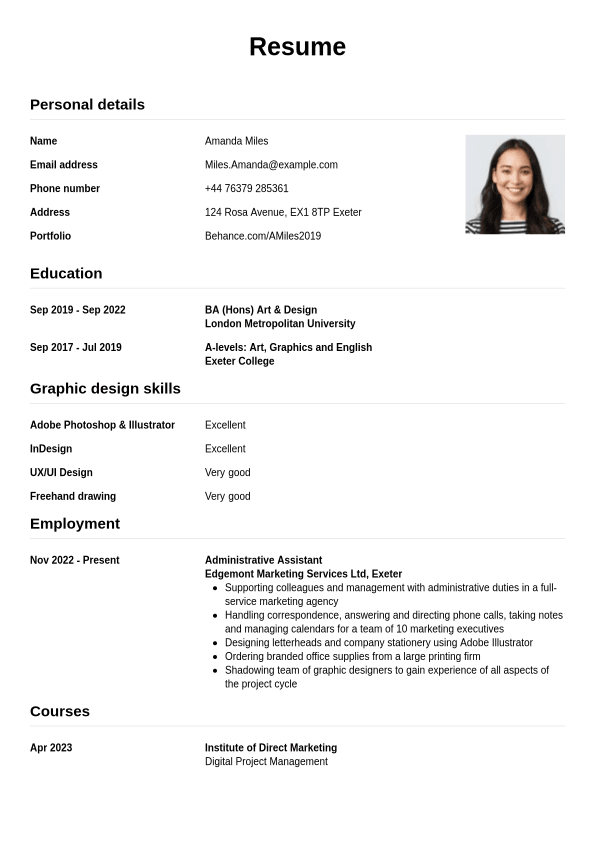 Internship CV Example | Jobseeker