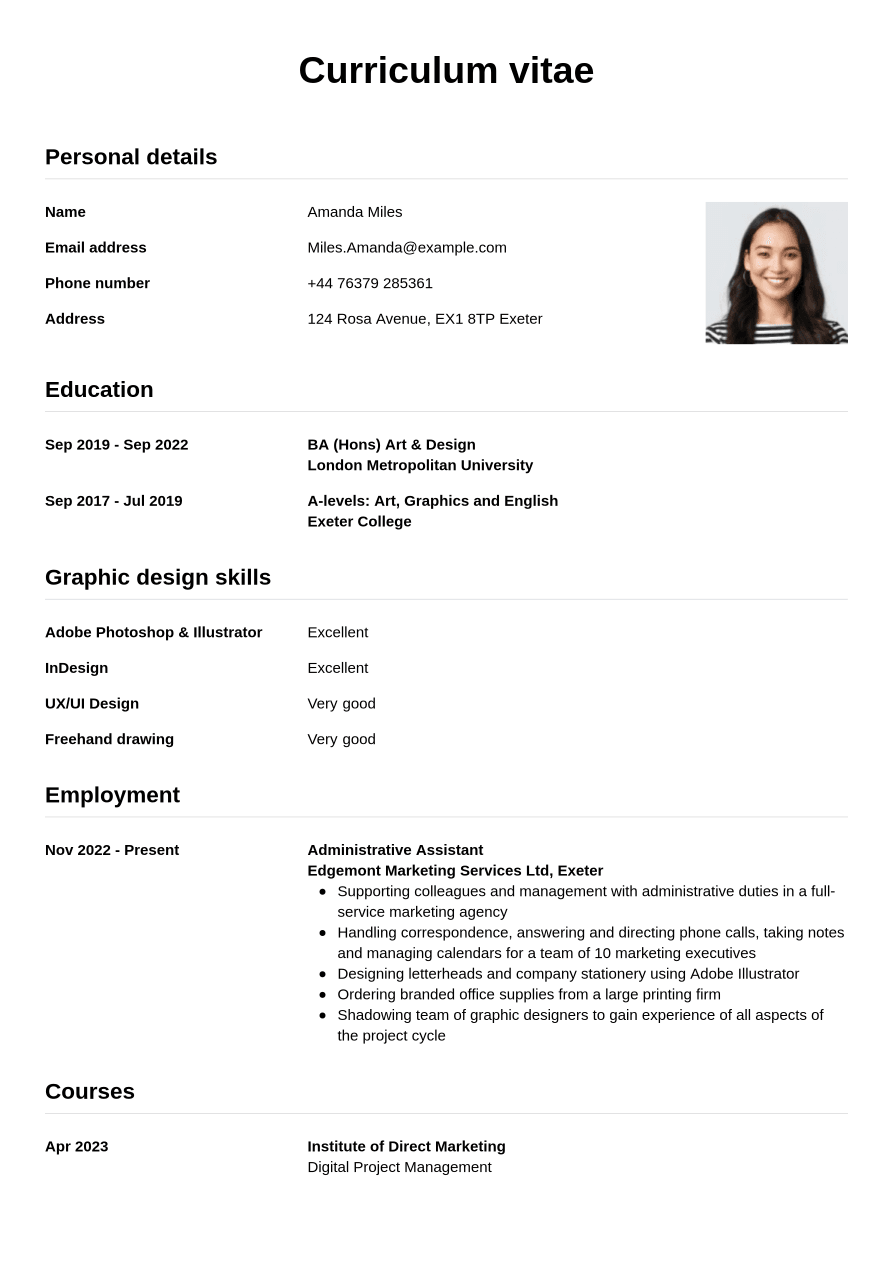 Internship CV Example | Jobseeker