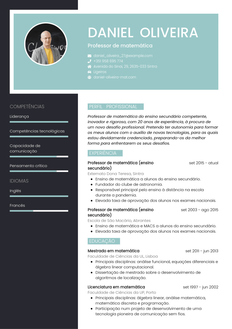 Exemplo de curriculum vitae para professor | Jobseeker