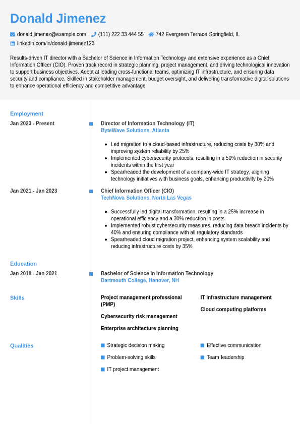 IT Director Resume Writing Guide & Tips | Jobseeker