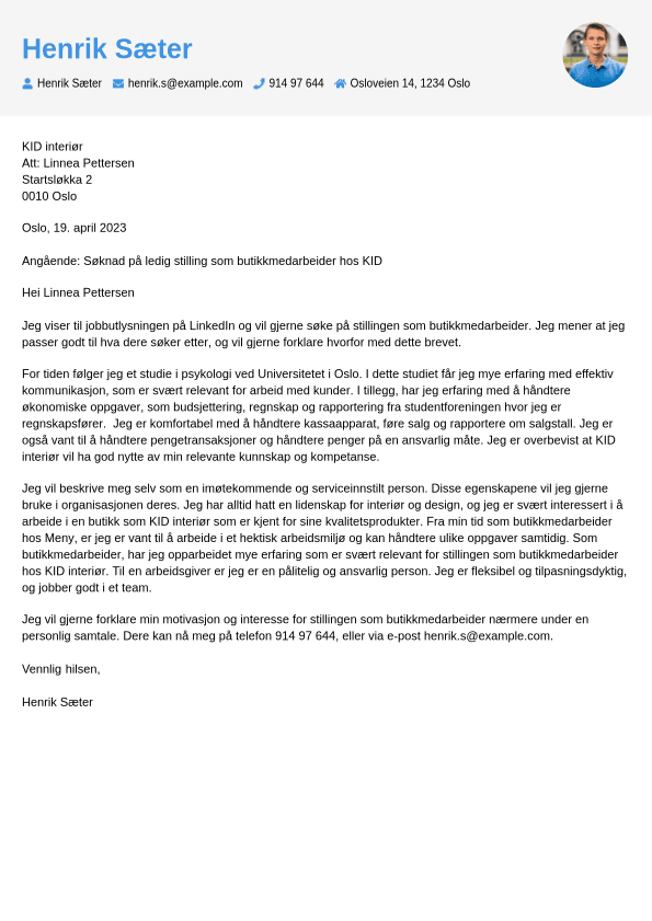 Jobbsøknad eksempler | Jobseeker