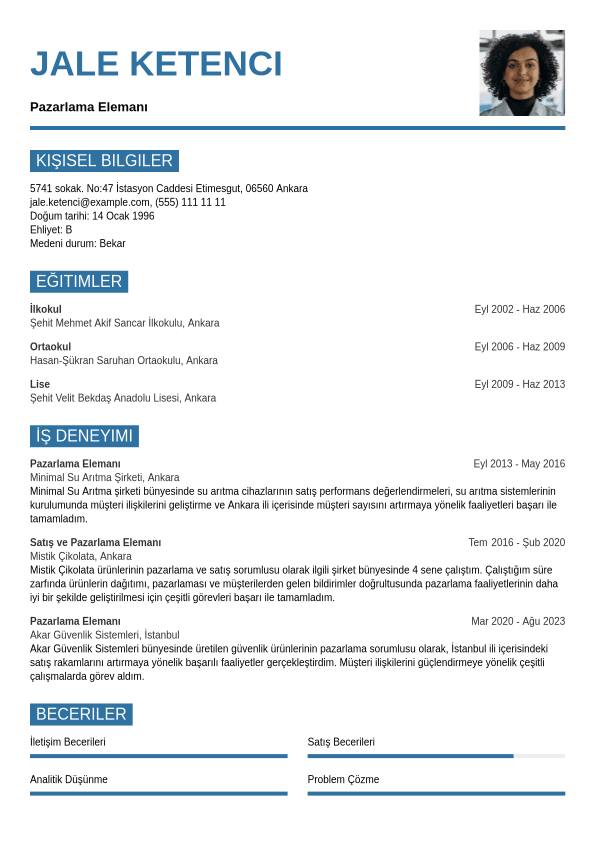 CV örnekleri | Jobseeker