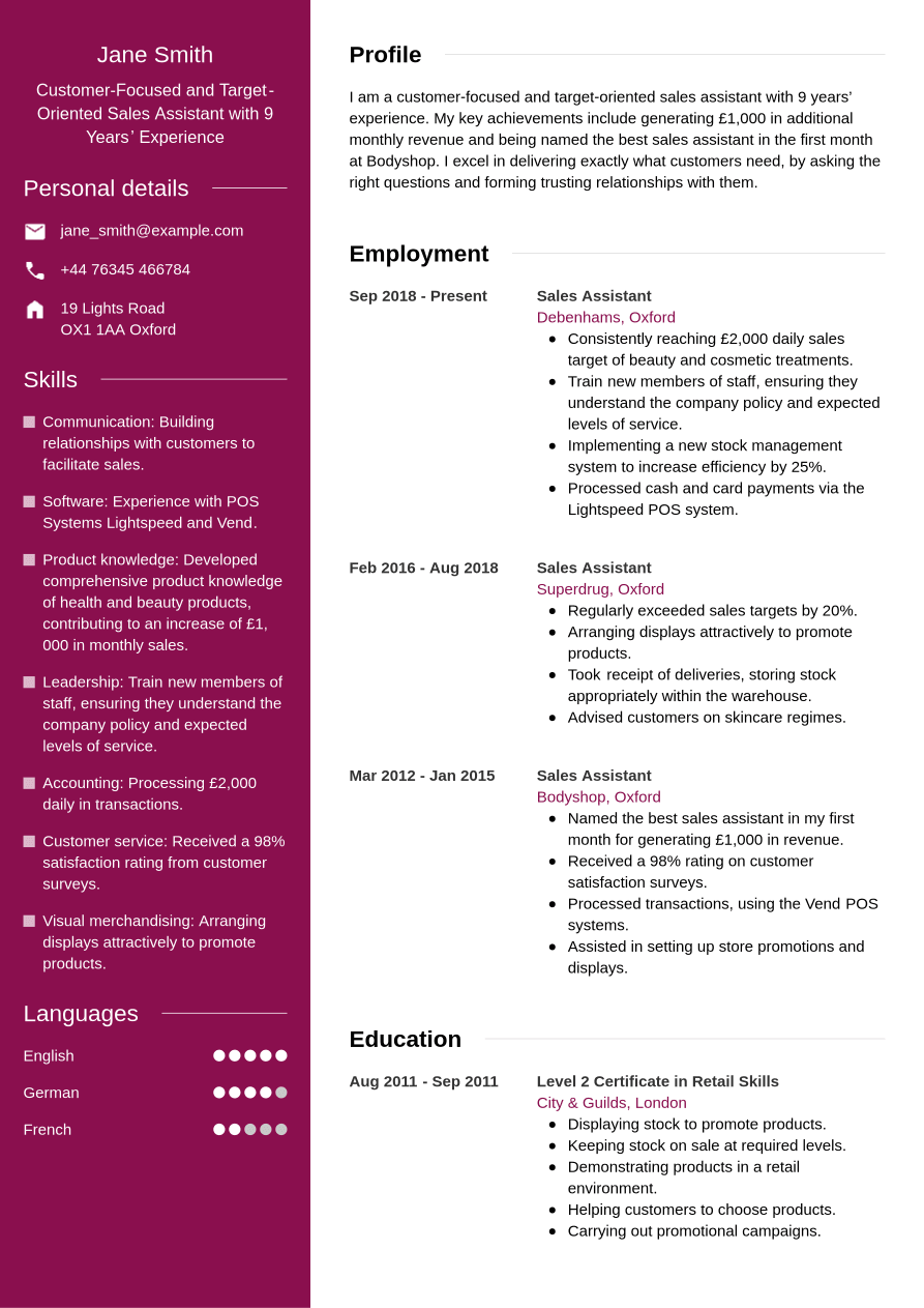 Create your professional CV in minutes | Jobseeker