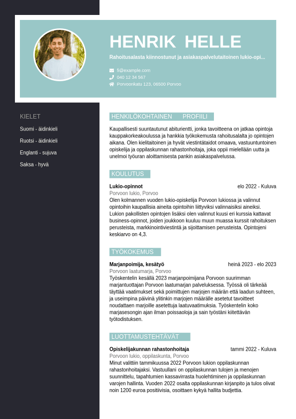 CV esimerkki opiskelija ja parhaat vinkit | Jobseeker