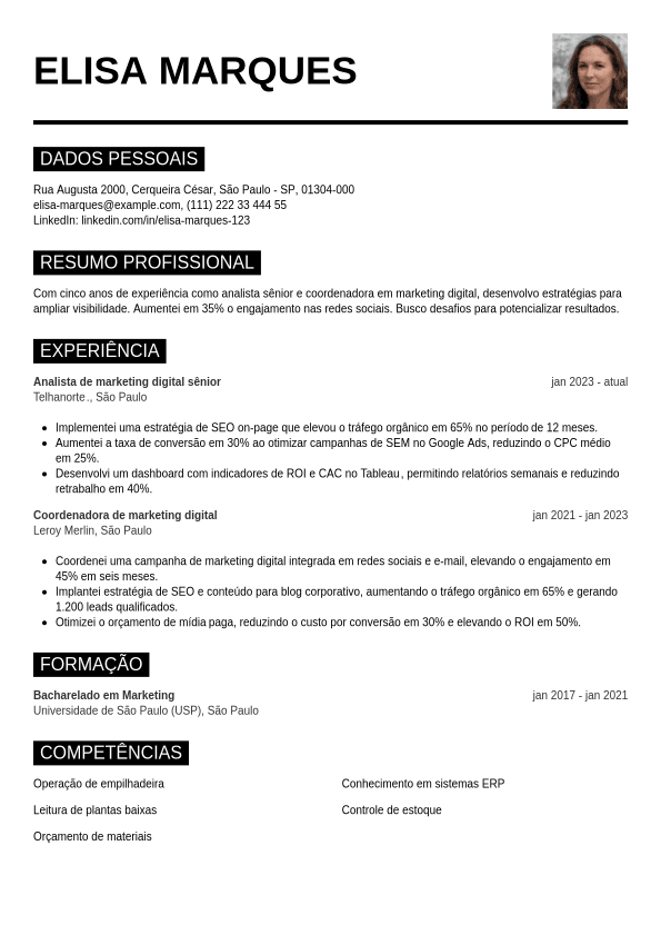 Currículo para Bricomart: guia e exemplos | Jobseeker