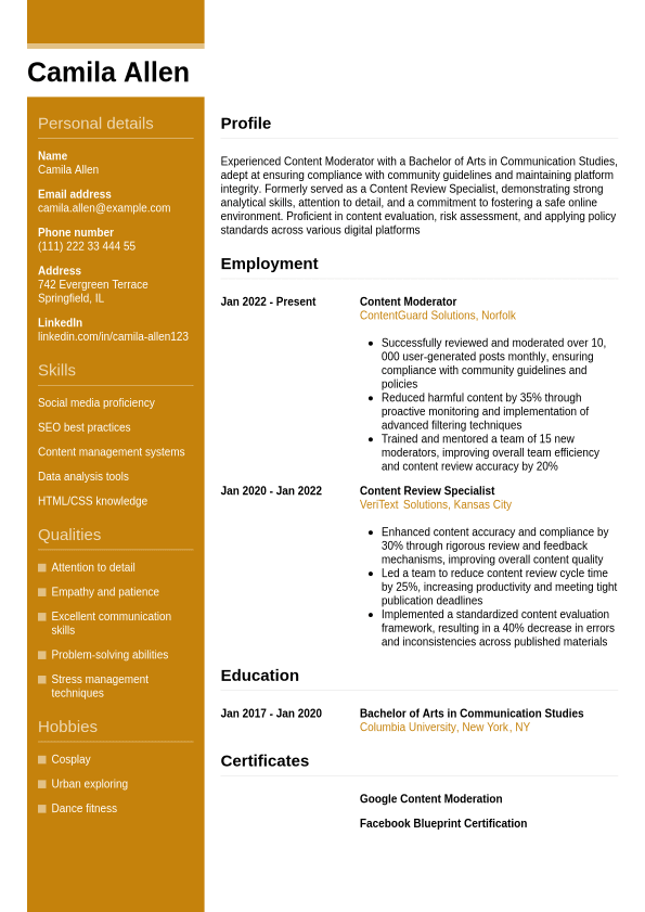 Resume examples | Jobseeker