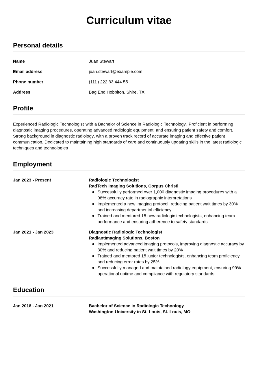 Radiologic Technologist Resume Writing Guide & Tips | Jobseeker