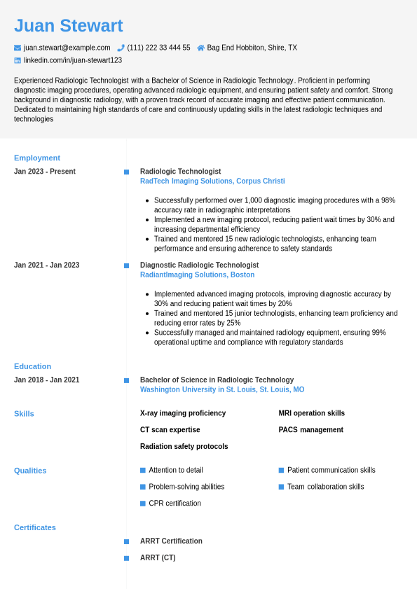 Radiologic Technologist Resume Writing Guide & Tips | Jobseeker