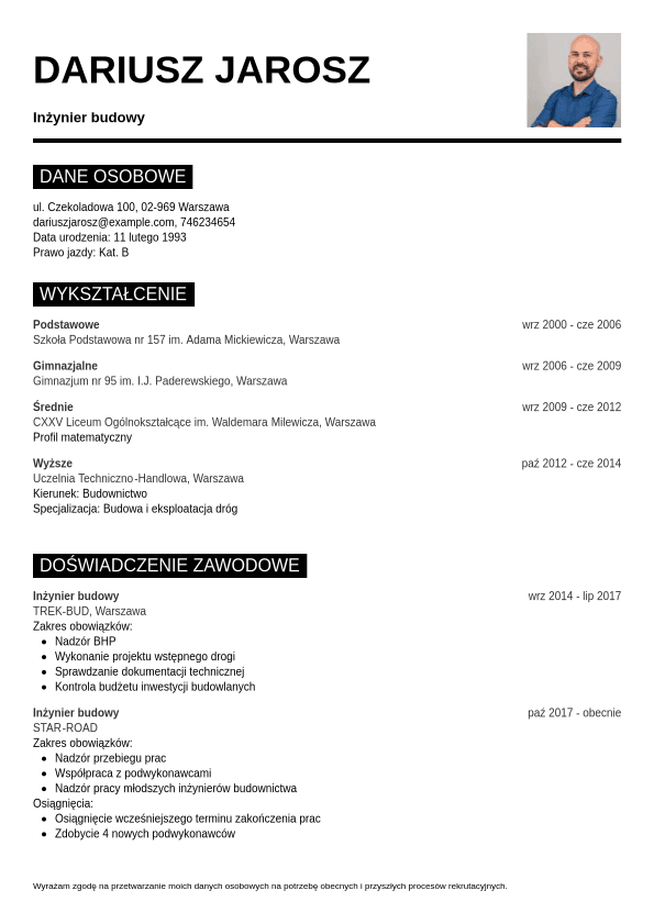 CV Inżyniera Budownictwa | Jobseeker