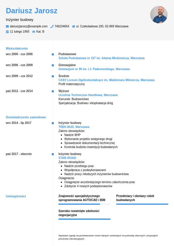 CV Inżyniera Budownictwa | Jobseeker