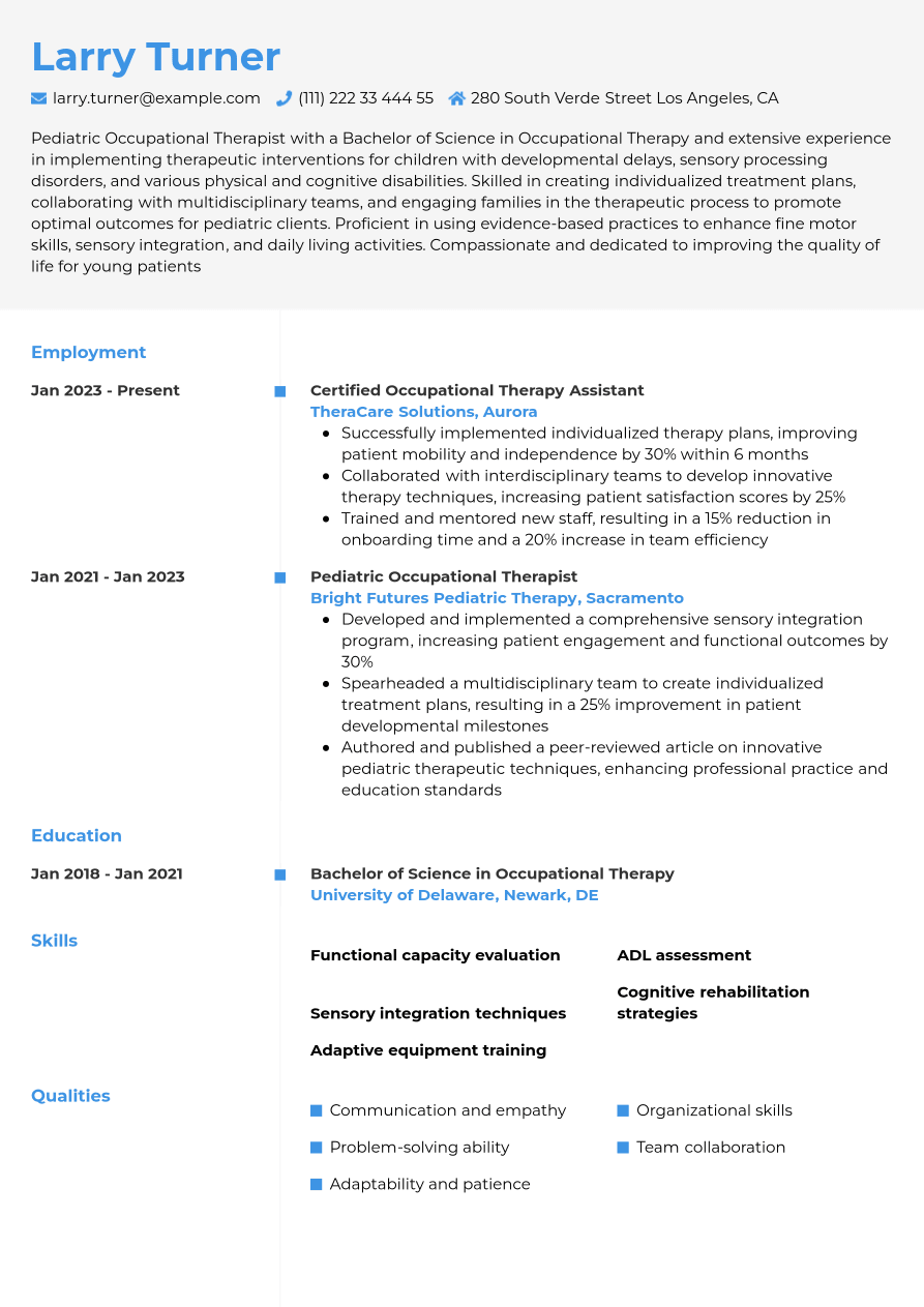 Occupational Therapy Resume Writing Guide & Tips | Jobseeker