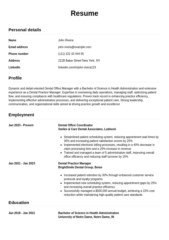 Dental Office Manager Resume Writing Guide & Tips | Jobseeker
