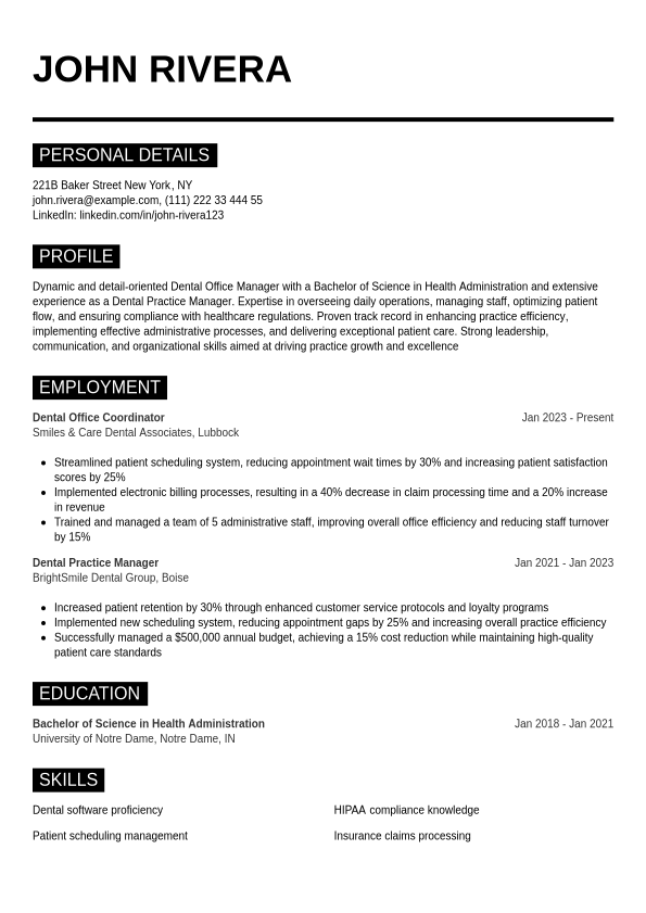 Dental Office Manager Resume Writing Guide & Tips | Jobseeker