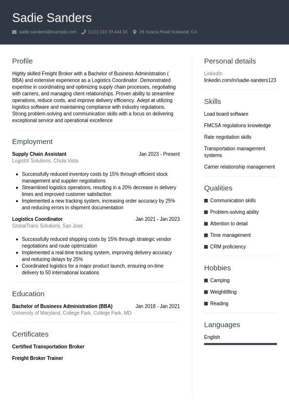Freight Broker Resume Writing Guide & Tips | Jobseeker