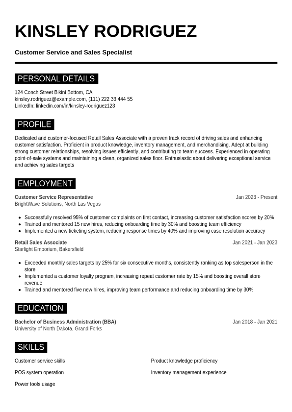 Home Depot Resume Example | Jobseeker