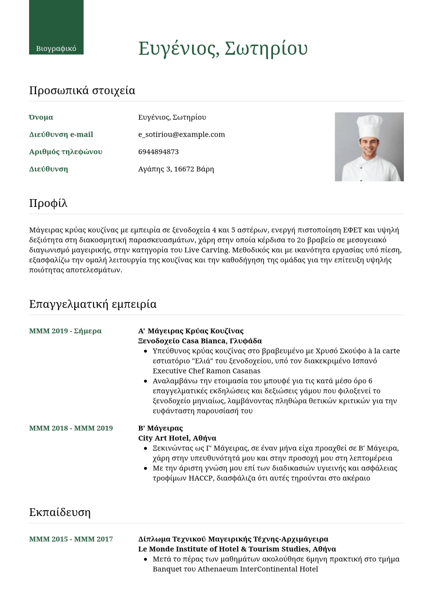 Παραδείγματα βιογραφικού | Jobseeker