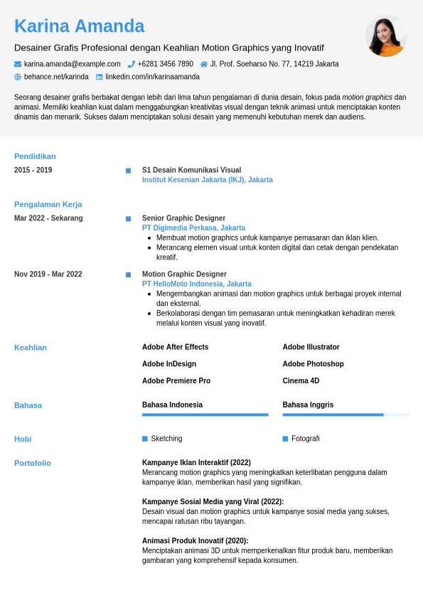 Contoh CV Desain Grafis | Jobseeker