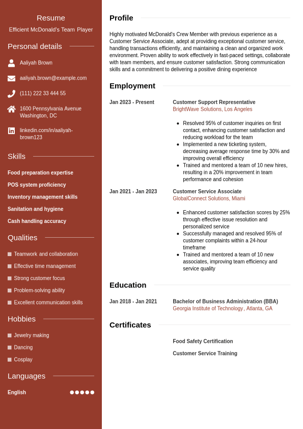 Resume examples | Jobseeker