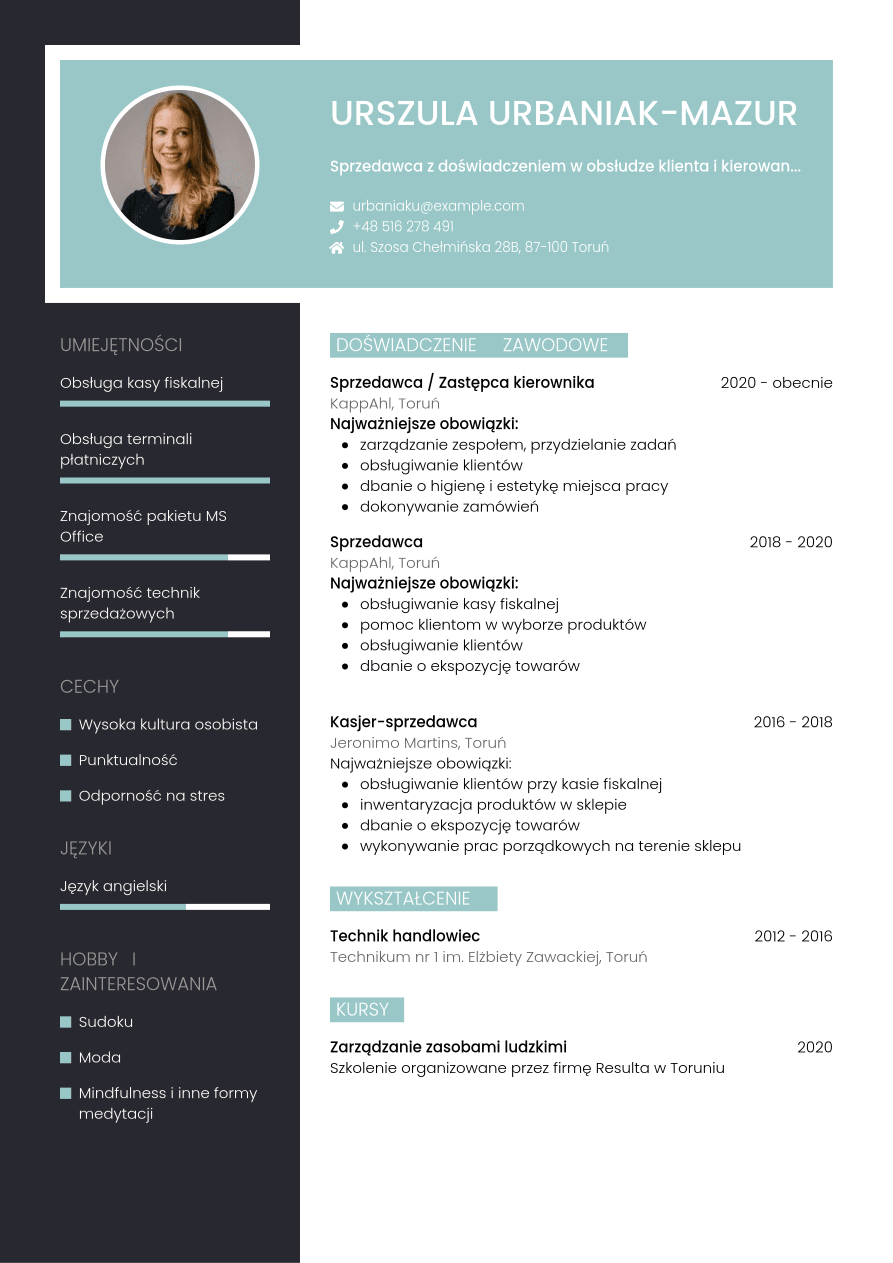 Przykład CV sprzedawca | Jobseeker