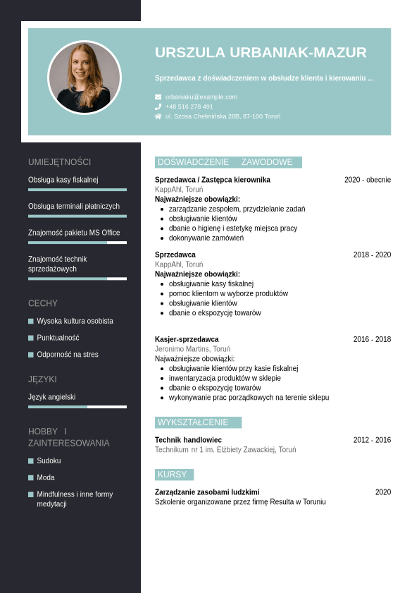 Przykład CV sprzedawca | Jobseeker