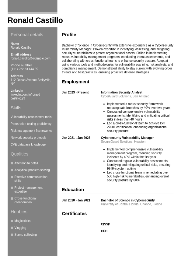 Resume examples | Jobseeker