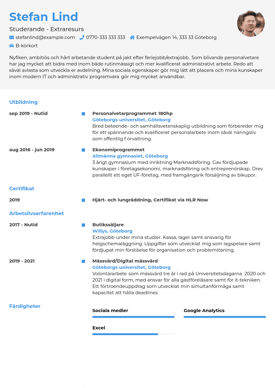CV exempel student | Jobseeker