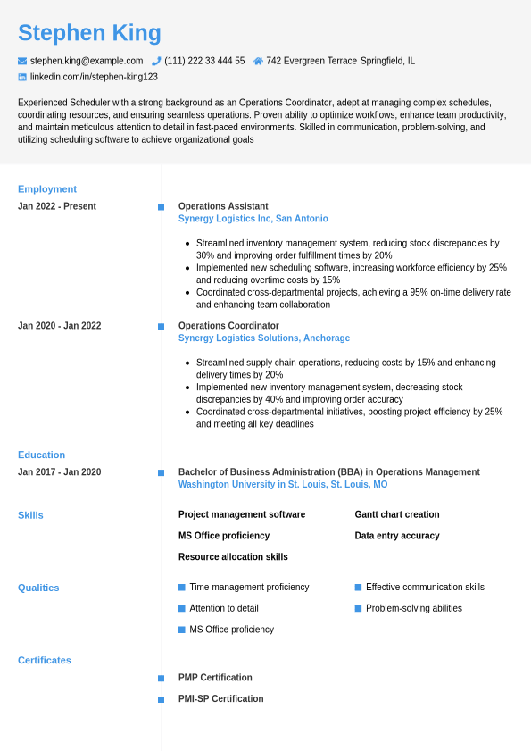 Scheduler Resume Writing Guide & Tips | Jobseeker