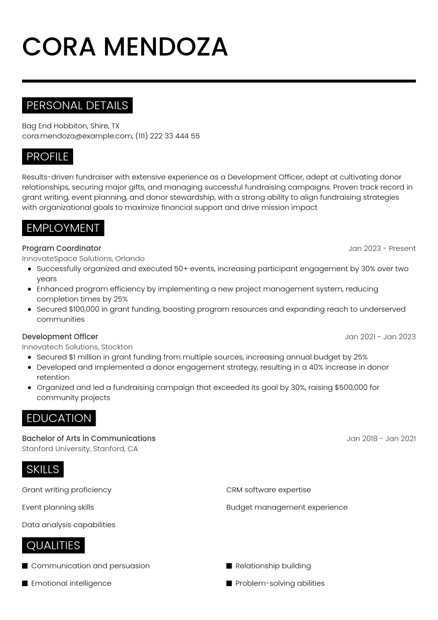 Fundraising Resume Writing Guide & Tips | Jobseeker