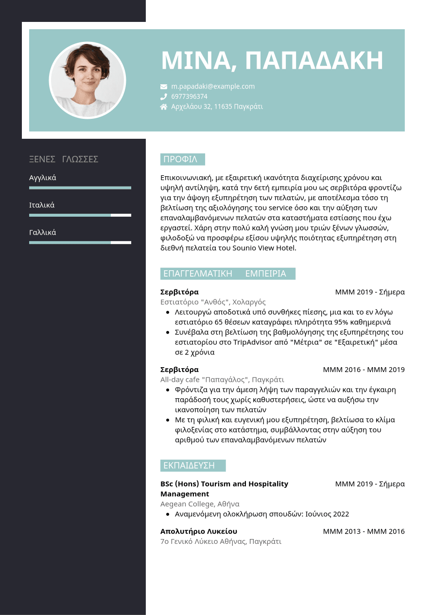 Παραδείγματα βιογραφικού | Jobseeker