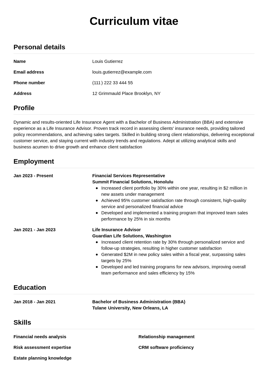 Life Insurance Agent Resume Writing Guide & Tips | Jobseeker