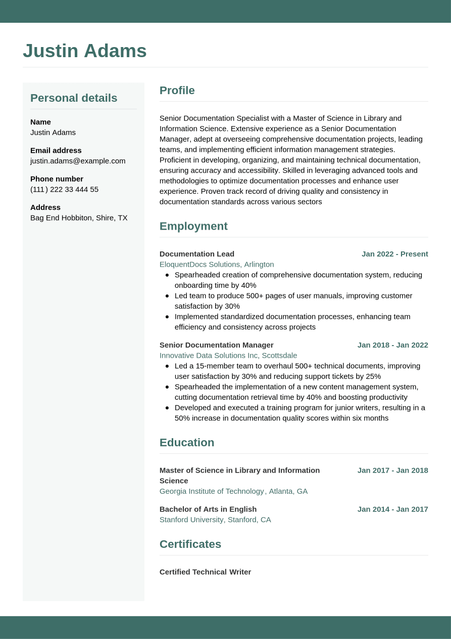Documentation Specialist Resume Writing Guide & Tips | Jobseeker
