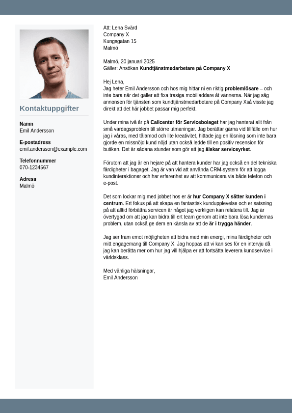 Exempel på personliga brev | Jobseeker