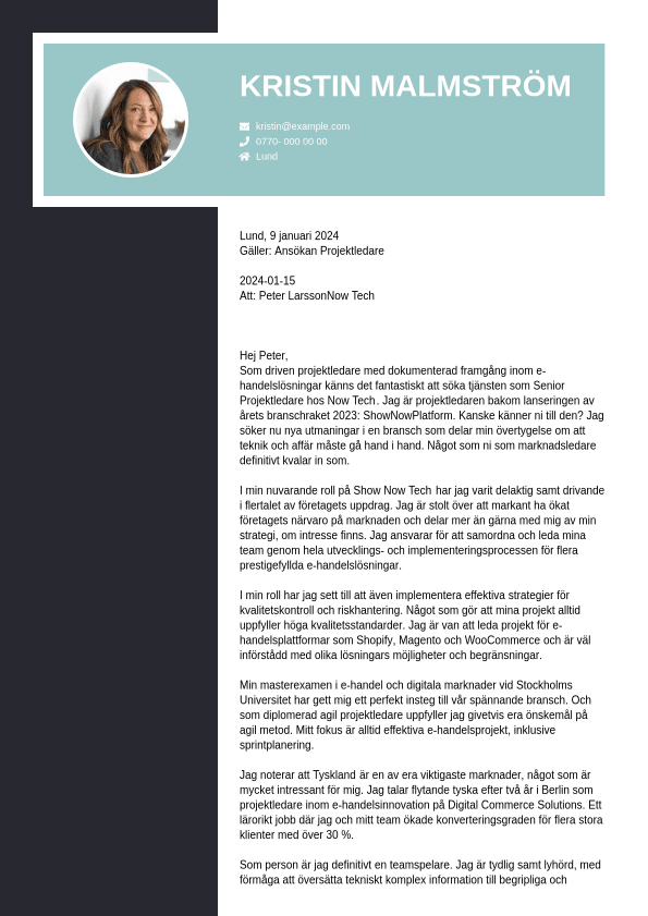 Projektledare Personligt Brev Exempel | Jobseeker