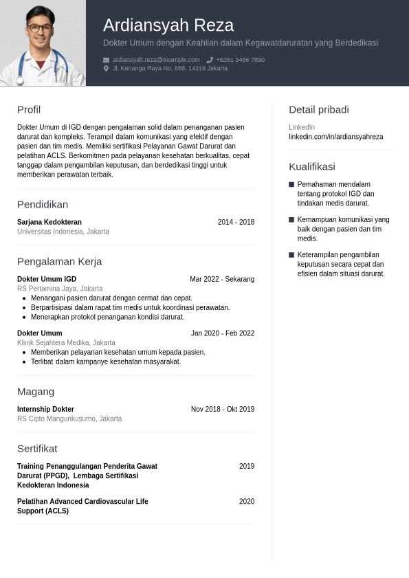 Contoh CV Dokter | Jobseeker