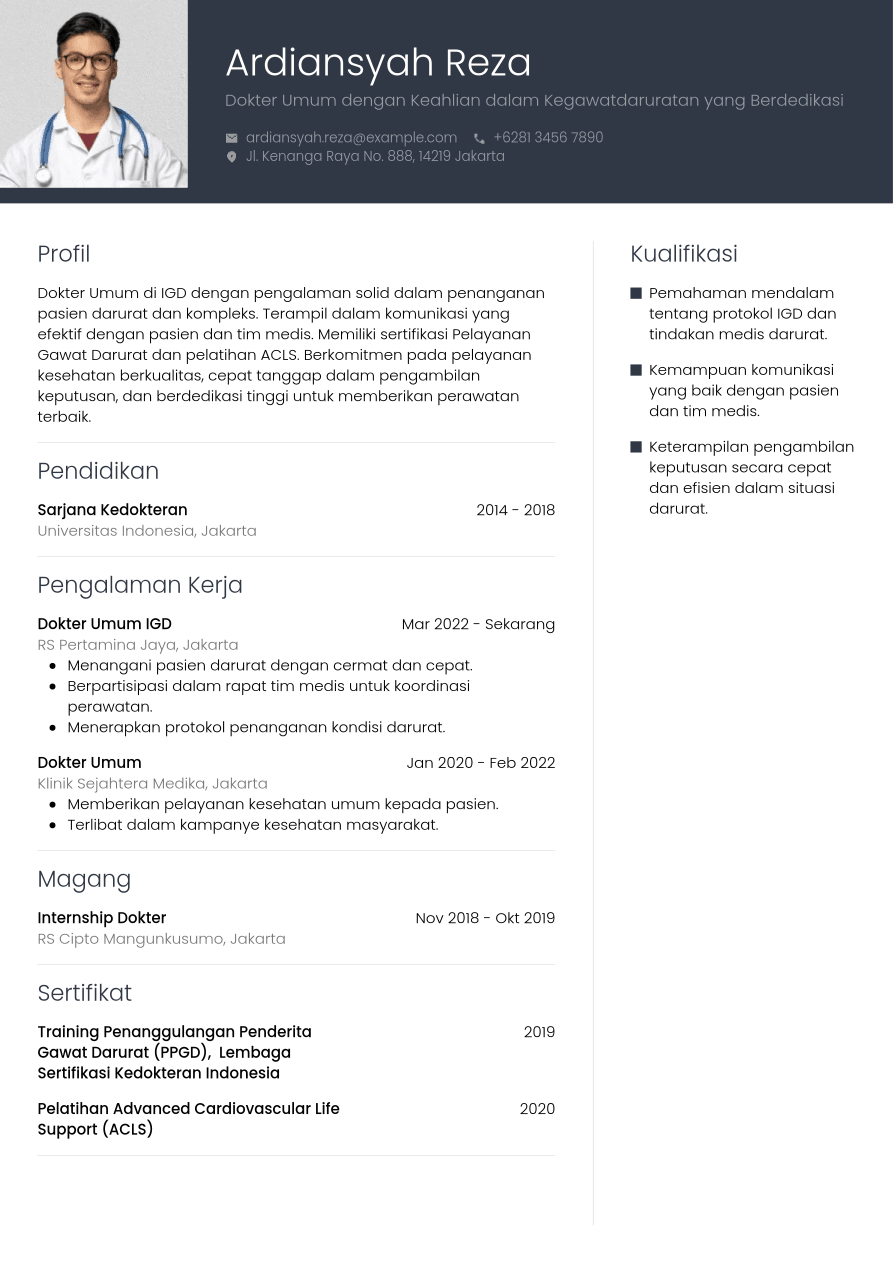 Contoh CV Dokter | Jobseeker