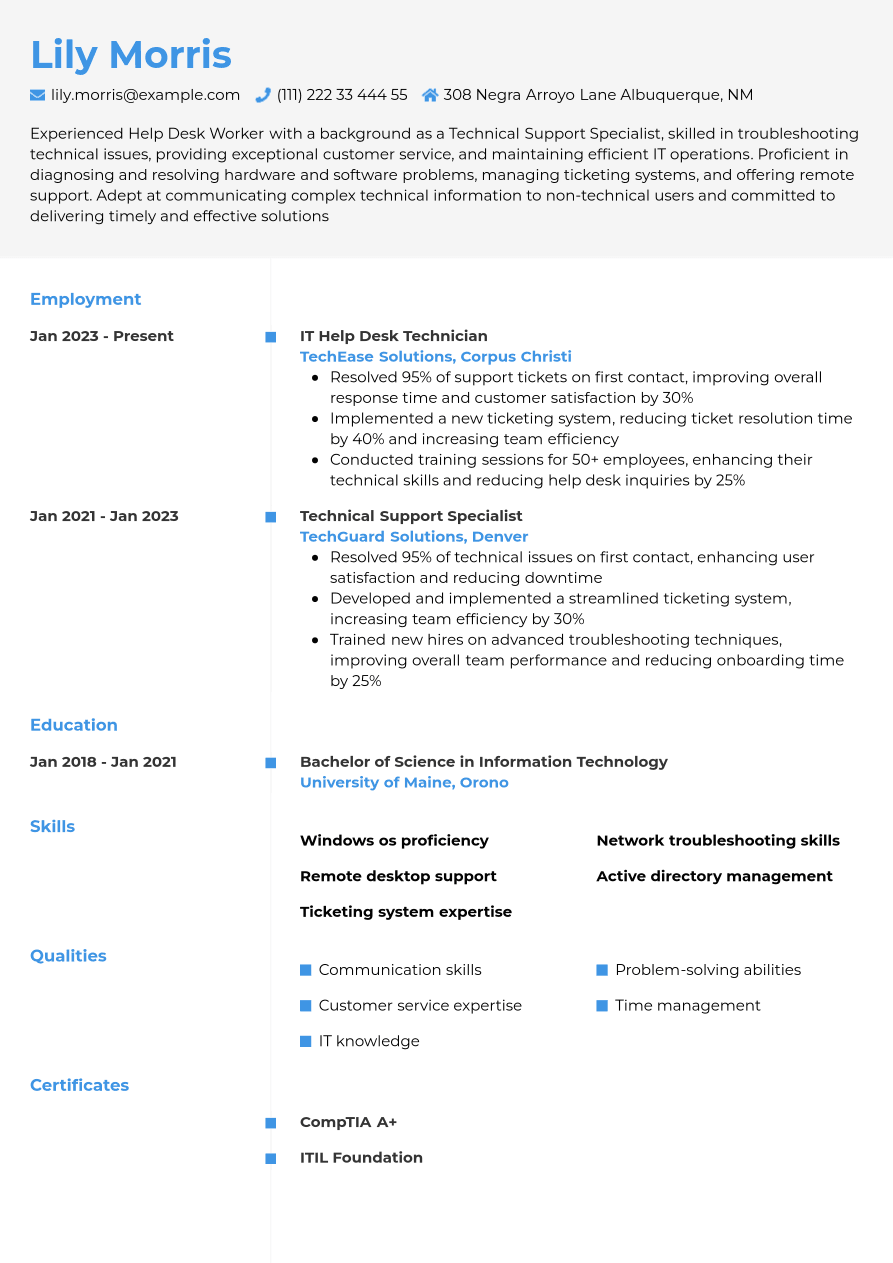 Help Desk Resume Writing Guide & Tips | Jobseeker