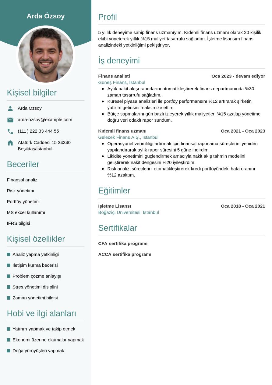 Finans uzmanı CV örneği ve hazırlama rehberi | Jobseeker