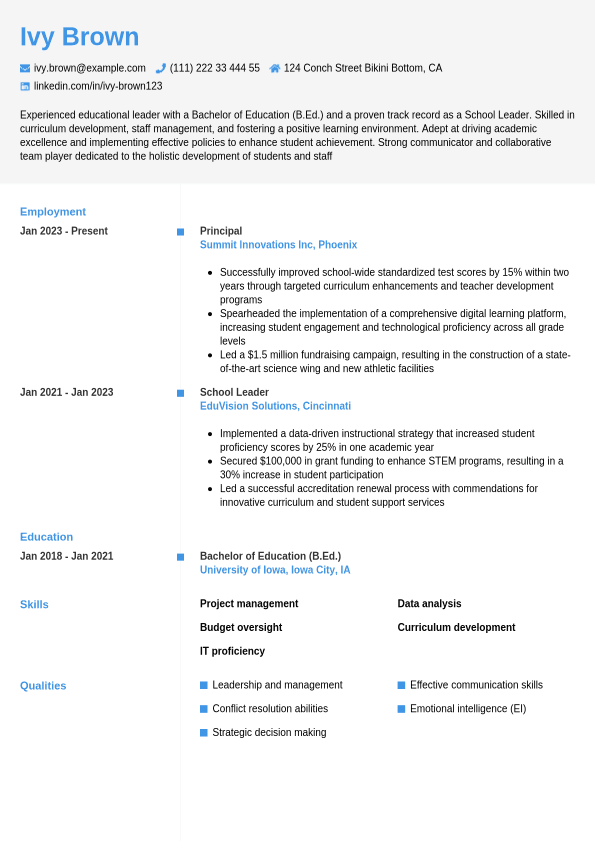 Principal Resume Writing Guide & Tips | Jobseeker