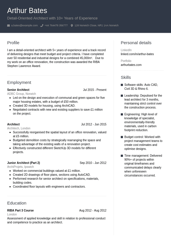 CV Example Architecture | Jobseeker