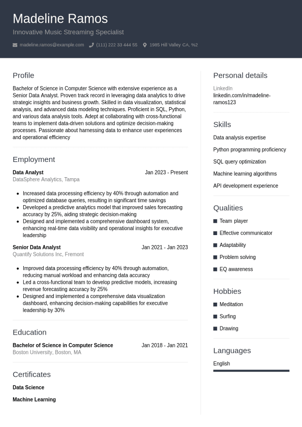 Spotify Resume Example | Jobseeker