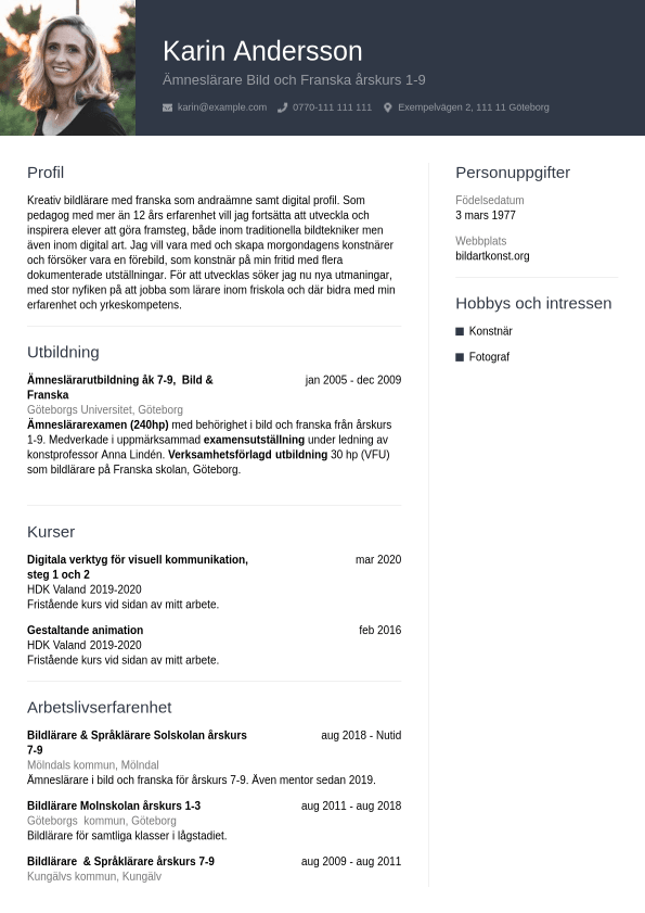 CV exempel lärare | Jobseeker