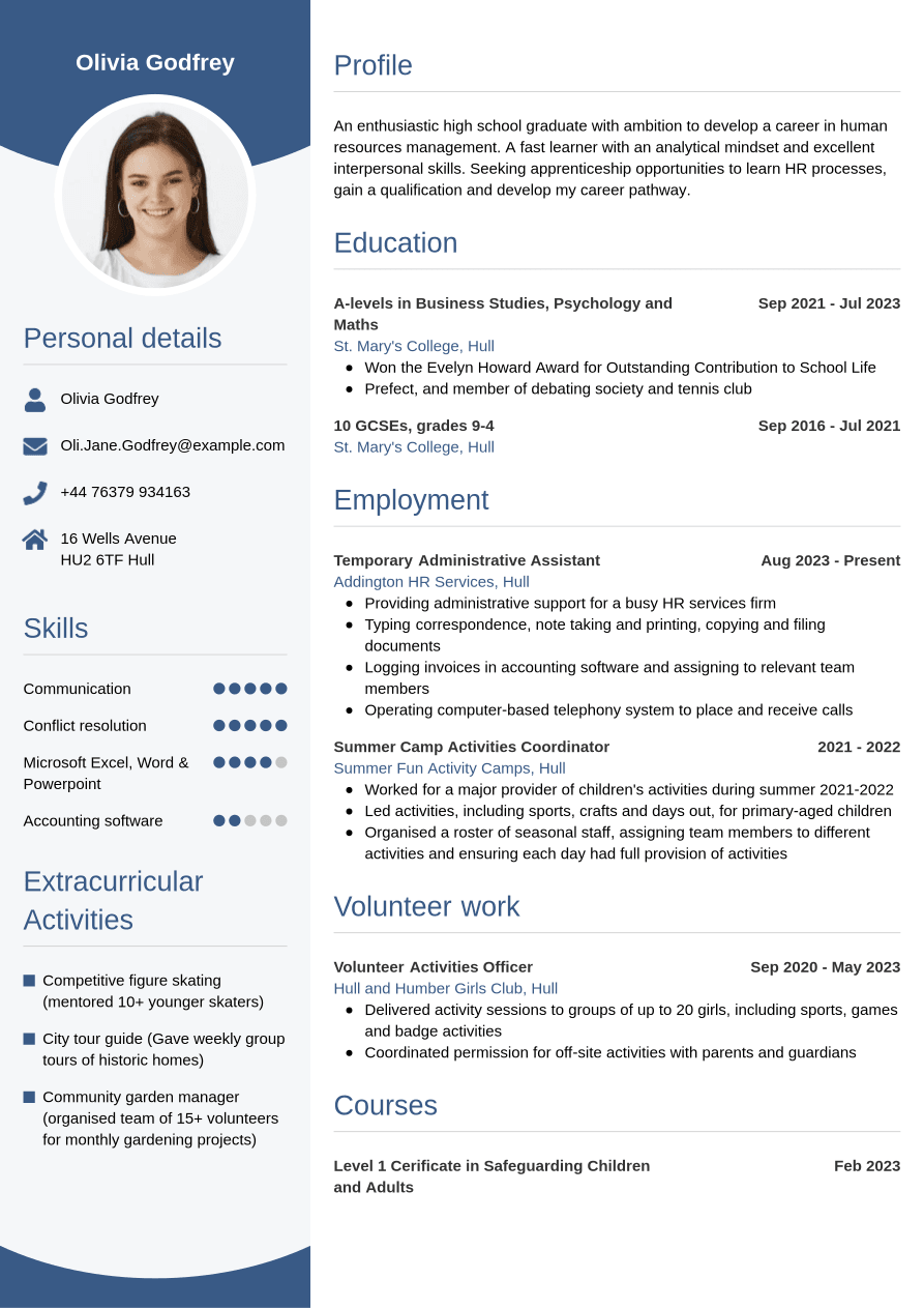 University Student CV example | Jobseeker