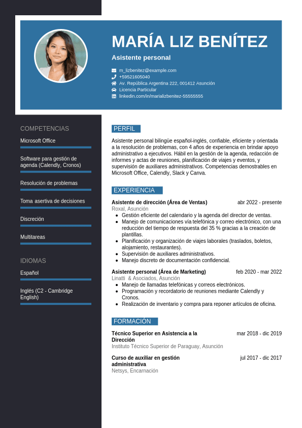 Ejemplo de currículum de asistente de ventas | Jobseeker