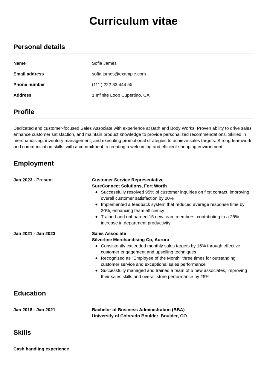 Bath And Body Works Resume Writing Guide & Tips | Jobseeker