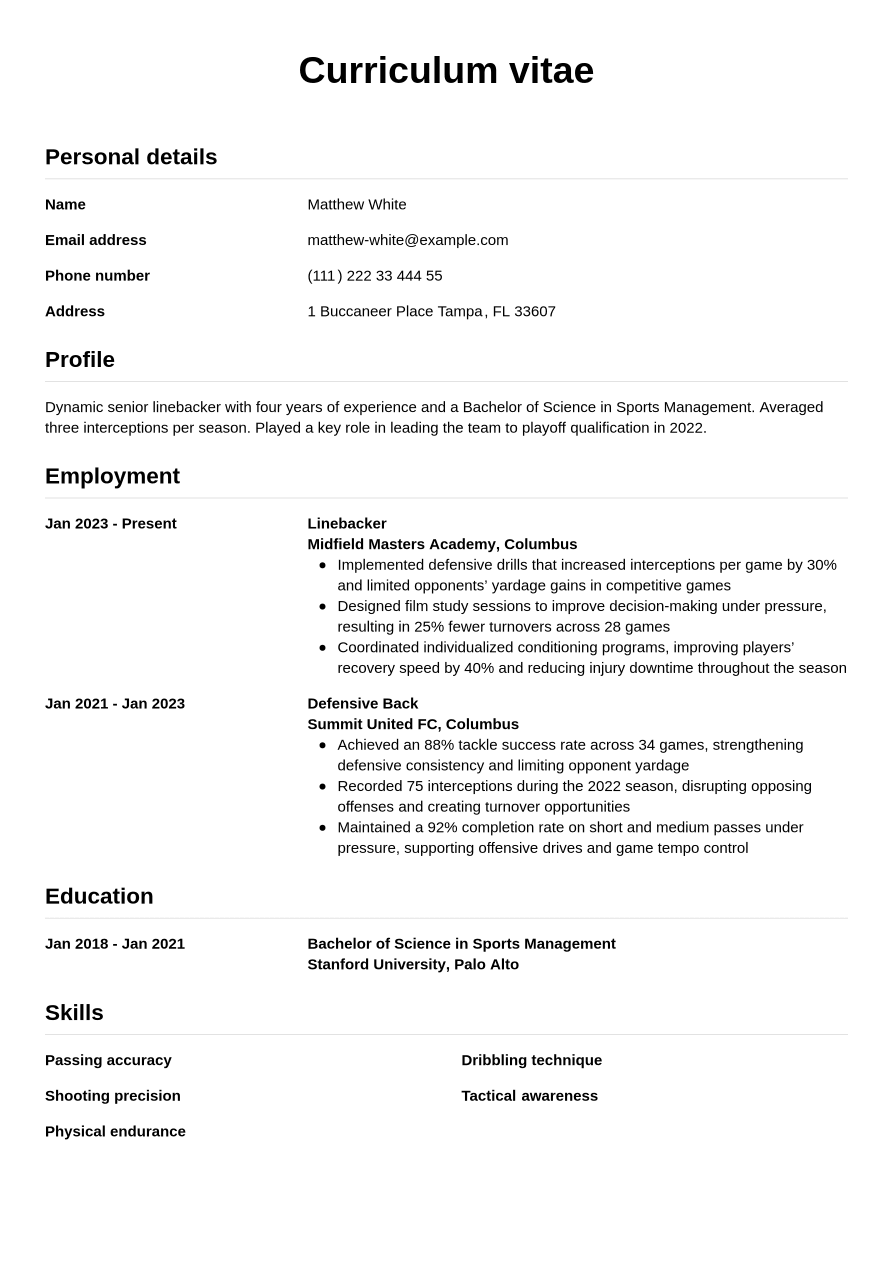 Football Resume Writing Guide & Tips | Jobseeker