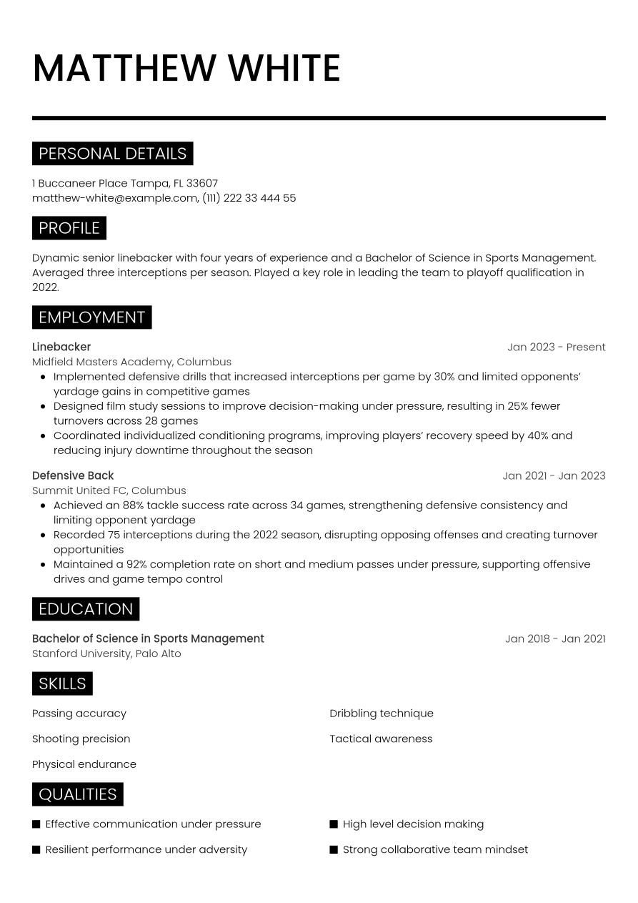 Football Resume Writing Guide & Tips | Jobseeker