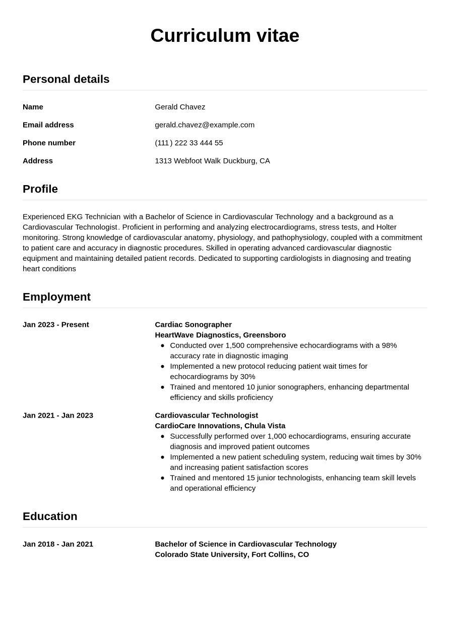 EKG Technician Resume Writing Guide & Tips | Jobseeker