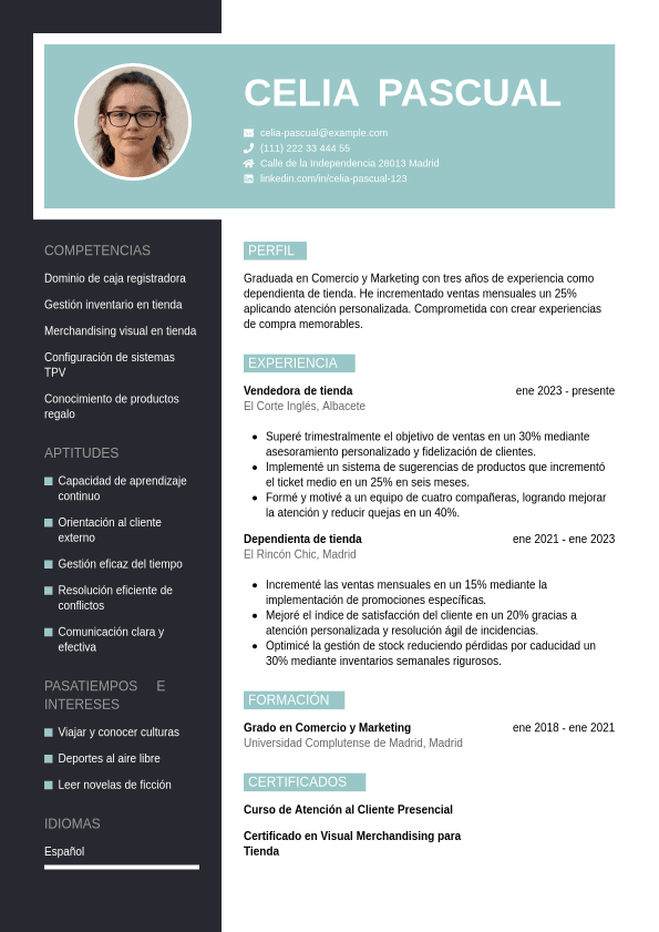 Currículum para Ale Hop ejemplo y consejos | Jobseeker