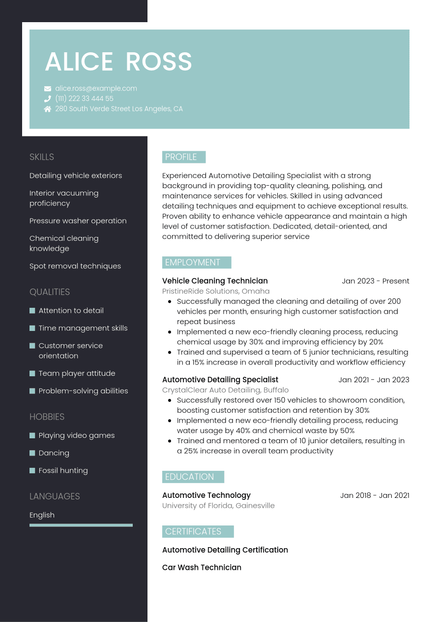 Car Wash Resume Writing Guide & Tips | Jobseeker