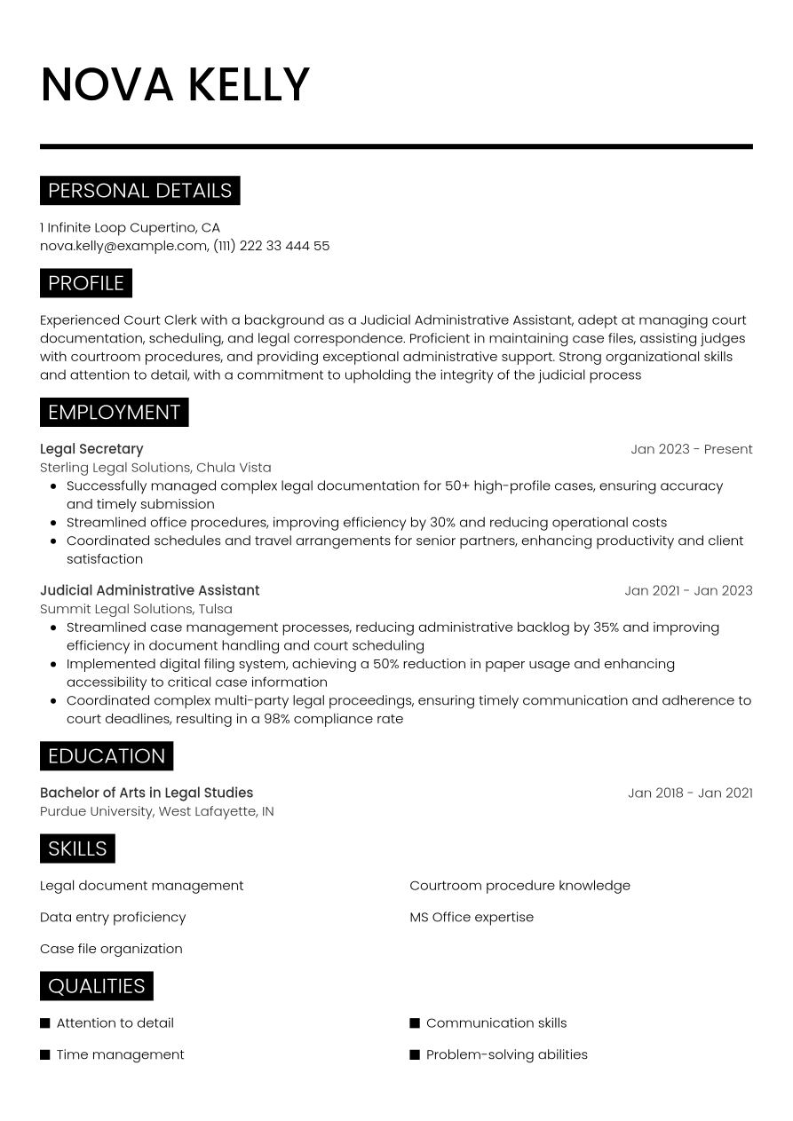 Court Clerk Resume Writing Guide & Tips | Jobseeker